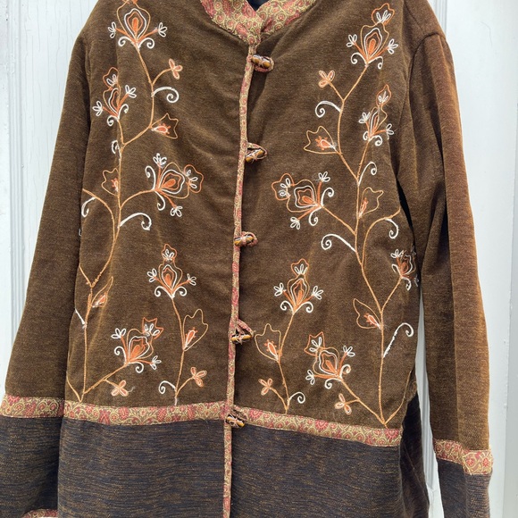 White Stag | Jackets & Coats | White Stag Brown Floral Embroidered ...